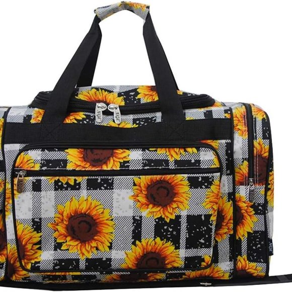 NGIL | Bags | Ngil Buffalo Plaid Sunflower Black Duffle Bag 2 Vibrant Floral Print Nwt | Poshmark
